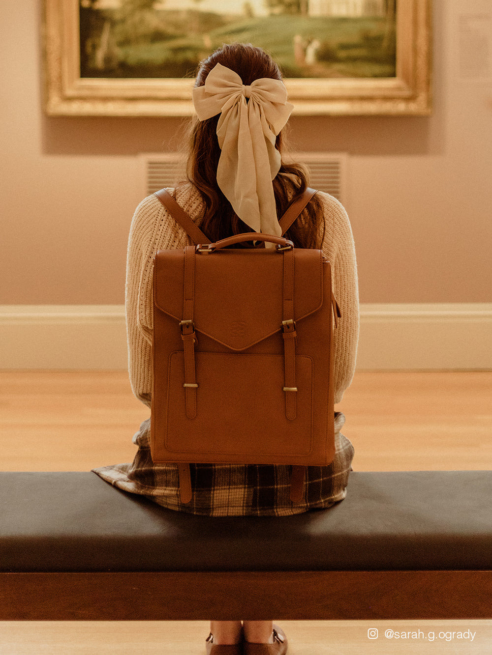 Ecosusi Vintage Leather Backpack & Laptop Bag | Classic Bow Briefcase