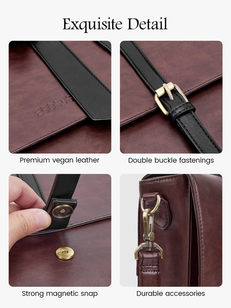 Ecosusi Vintage Leather Backpack & Laptop Bag | Classic Bow Briefcase