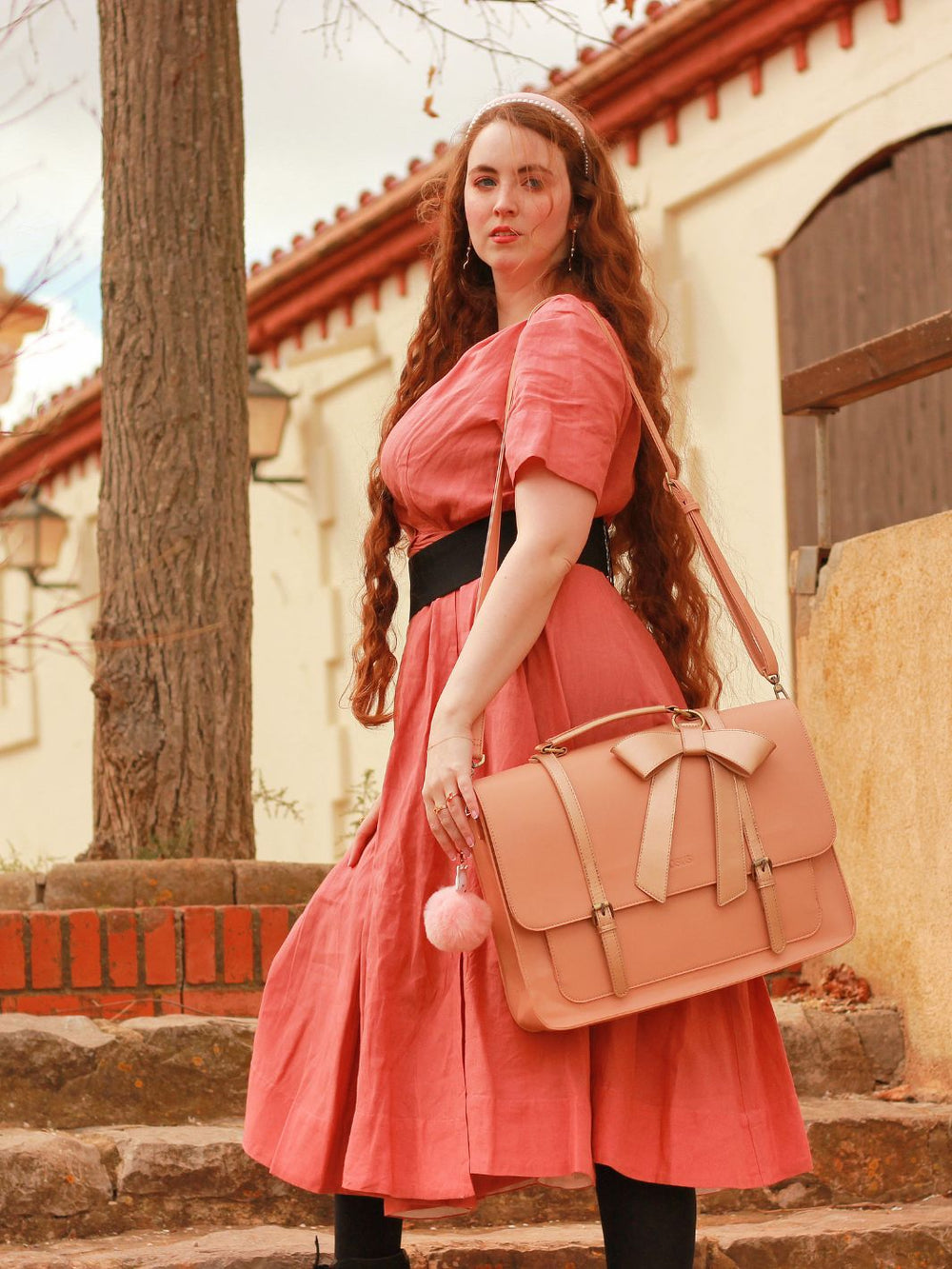 Ecosusi Vintage Leather Backpack & Laptop Bag | Classic Bow Briefcase