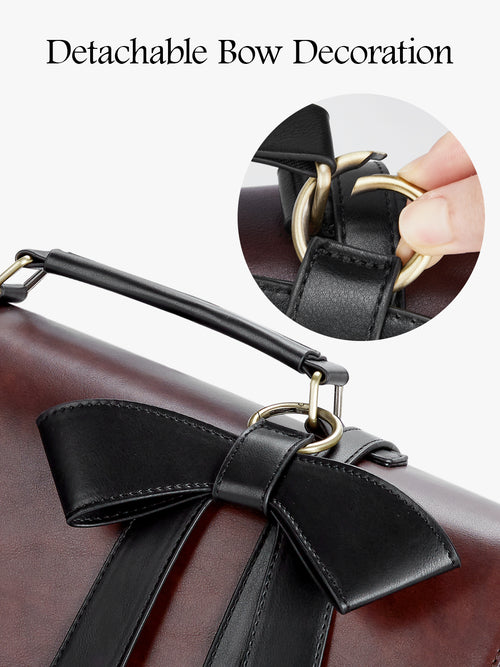 Ecosusi Vintage Leather Backpack & Laptop Bag | Classic Bow Briefcase
