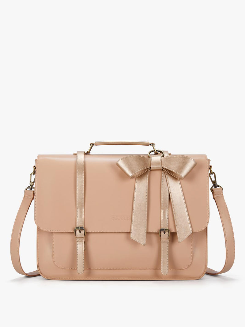 Cocoa Truffle Ecosusi Classic Bow Briefcase - Vintage Bag for Women