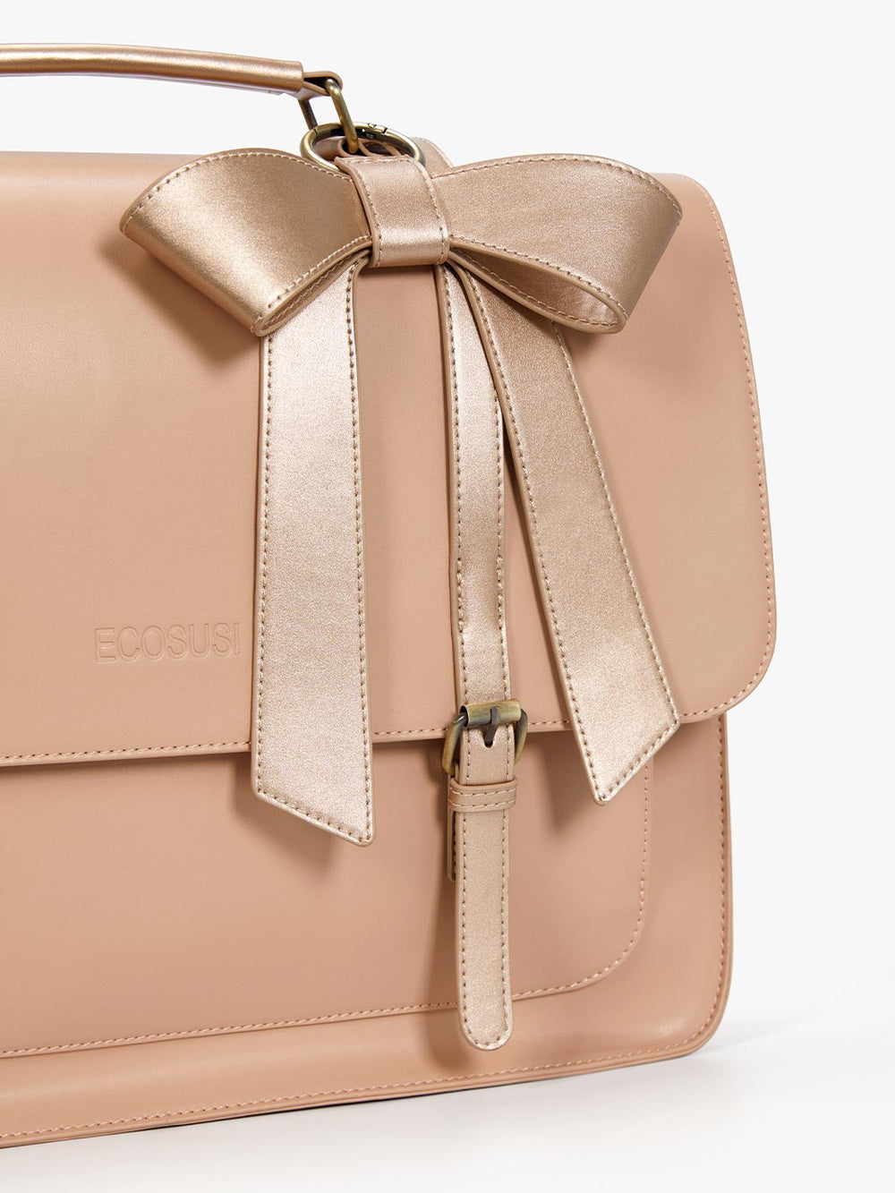 Ecosusi Vintage Leather Backpack & Laptop Bag | Classic Bow Briefcase