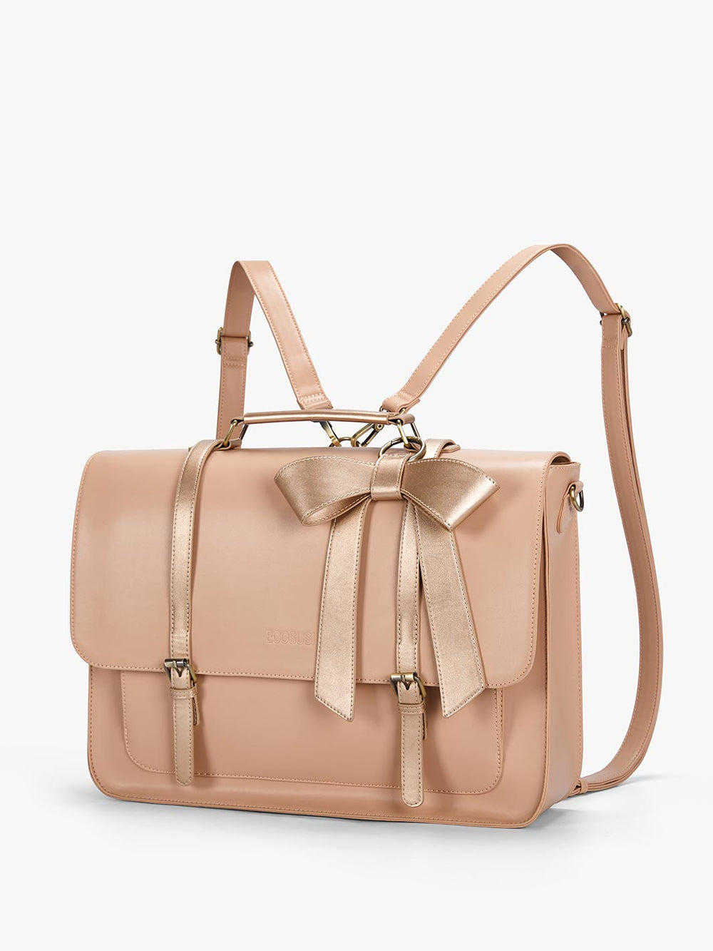 Ecosusi Vintage Leather Backpack & Laptop Bag | Classic Bow Briefcase